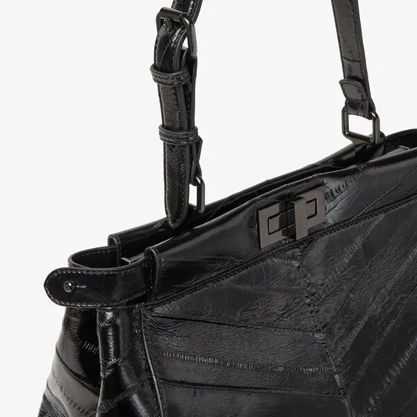 Fendi My Peekaboo Medium Black Inlaid Hagfish Leather Bag
